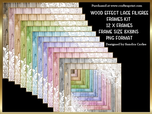 Wood Effect Lace Filigree Frames x 12 Kit - CUP1033684_719 | Craftsuprint