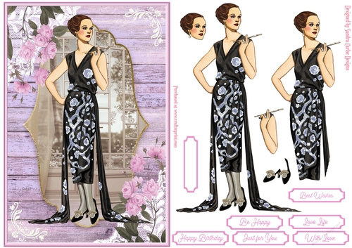 Female Birthday Vintage Lady Decoupage Topper 8 - CUP1040266_719 ...