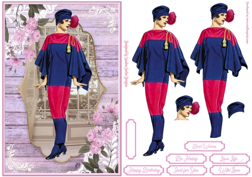 Female Birthday Vintage Lady Decoupage Topper 10 - CUP1040268_719 ...