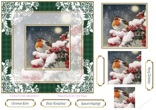 Red Christmas Robin Pyramid 7x7ins Topper 2 - CUP1083202_719 | Craftsuprint