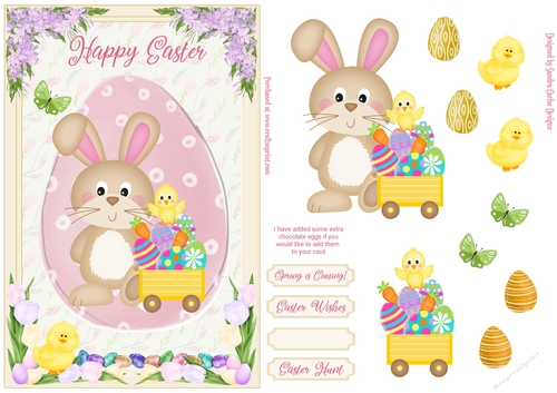 Happy Easter Bunny Decoupage A5 Topper 1 - CUP1099088_719 | Craftsuprint