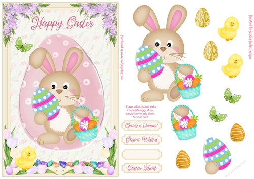 Happy Easter Bunny Decoupage A5 Topper 2 - CUP1099094_719 | Craftsuprint