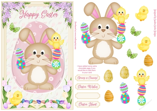 Happy Easter Bunny Decoupage A5 Topper 3 - CUP1099099_719 | Craftsuprint
