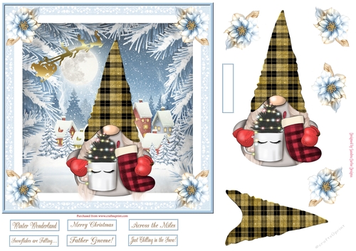 Christmas Cornish Tartan Gnome 7x7ins Decoupage Topper 2 - CUP1123164 ...