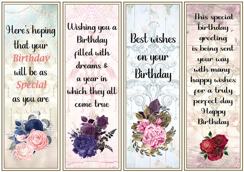 Floral Birthday 4 x Bookmarks 1 - CUP1153441_719 | Craftsuprint