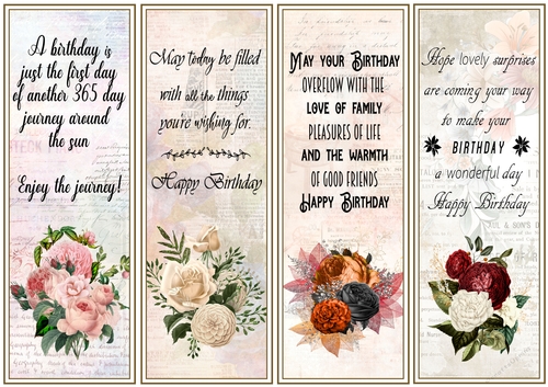 Floral Birthday 4 x Bookmarks 2 - CUP1153442_719 | Craftsuprint