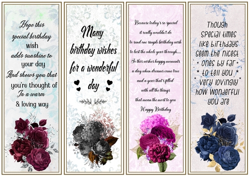 Floral Birthday 4 x Bookmarks 6 - CUP1155189_719 | Craftsuprint
