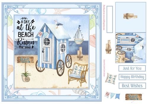 At the Beach 8x8ins Decoupage Topper 4 - CUP1157428_719 | Craftsuprint