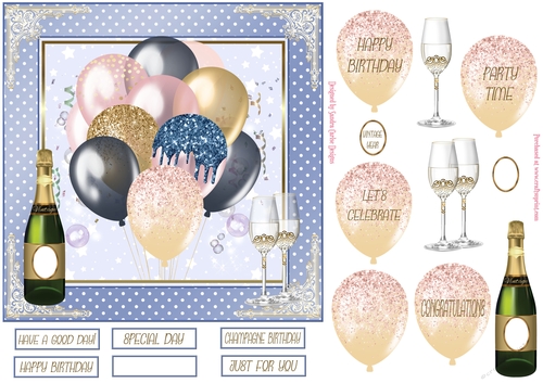 Birthday Blue Glitter Balloons 7x7ins Topper - CUP1160726_719 ...