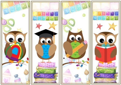 School Owls 4 x Bookmarks 1 - CUP1162225_719 | Craftsuprint
