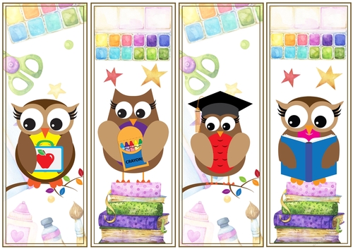 School Owls 4 x Bookmarks 2 - CUP1162226_719 | Craftsuprint