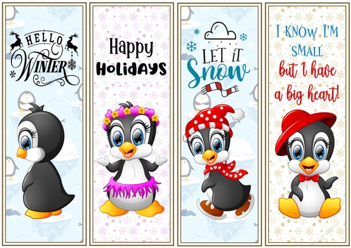 Christmas Penguins 4 x Bookmarks 2 - CUP1164881_719 | Craftsuprint