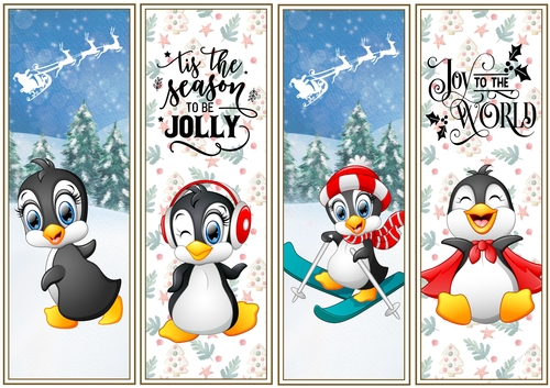 Christmas Penguins 4 x Bookmarks 3 - CUP1164882_719 | Craftsuprint