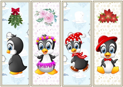 Christmas Penguins 4 x Bookmarks 5 - CUP1164884_719 | Craftsuprint