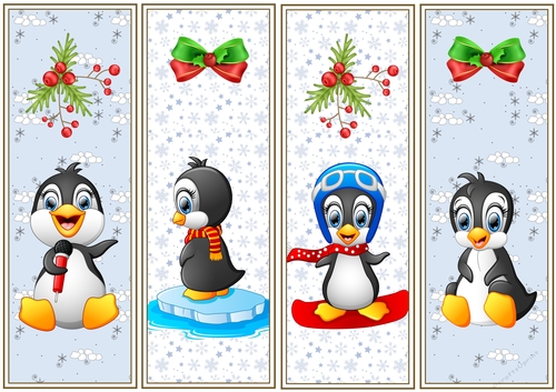 Christmas Penguins 4 x Bookmarks 6 - CUP1164885_719 | Craftsuprint
