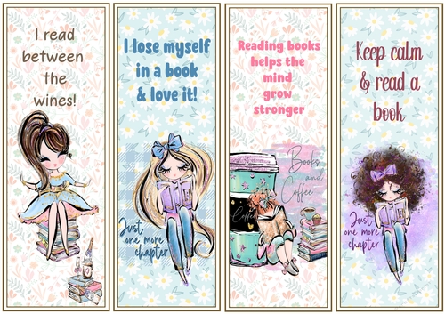 Female Reading 4 x Bookmarks 1 - CUP1167249_719 | Craftsuprint