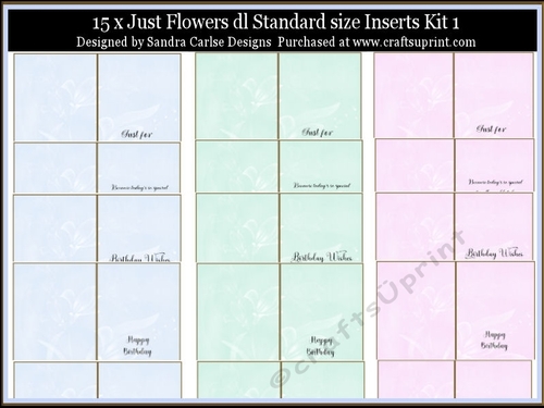 Just Flowers 15 x Standard size dl Inserts Kit 1 - CUP1172603_719 ...