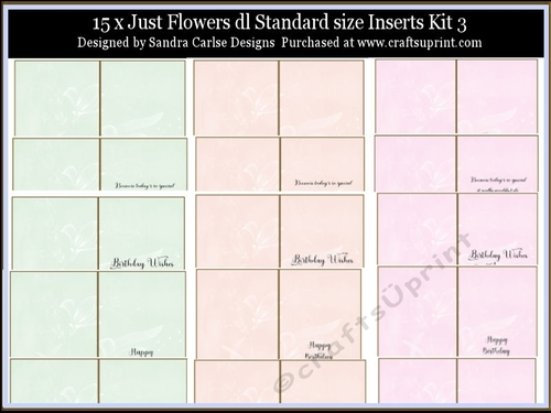 Just Flowers 15 x Standard size dl Inserts Kit 3 - CUP1172610_719 ...