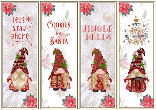 Christmas Gnomes 4 x Bookmarks 4 - CUP1172613_719 | Craftsuprint