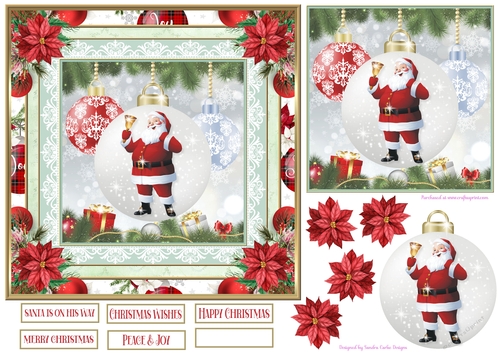 Christmas Santa Bauble 7x7ins Topper 8 - CUP1174815_719 | Craftsuprint