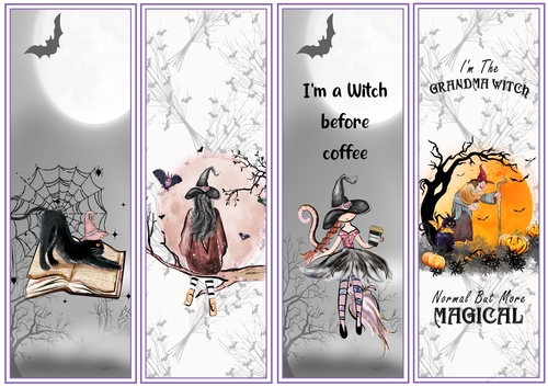 Halloween Witches/Birthday 4 x Bookmarks 4 - CUP1178120_719 | Craftsuprint