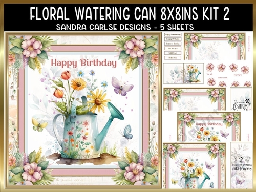 Floral Watering Can 8x8ins Kit 2 with Matching Bookmarks - CUP1191845 ...