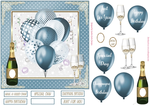 Birthday Iron Blue Balloons 7x7ins Decoupage Topper - CUP1194160_719 ...