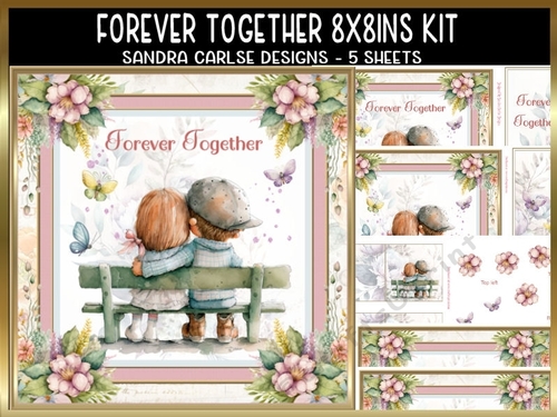 Forever Together 8x8ins Decoupage Kit with Matching Bookmarks ...