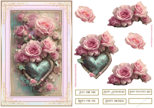 Pink Decoupage Roses A5 Topper 2 - CUP1198080_719 | Craftsuprint