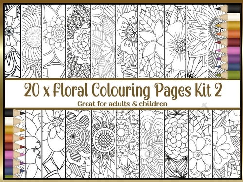 Floral 20 x A4 colouring pages kit 2 - CUP1202664_719 | Craftsuprint