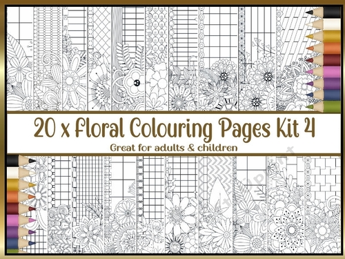 Floral 20 x A4 colouring pages kit 4 - CUP1207471_719 | Craftsuprint