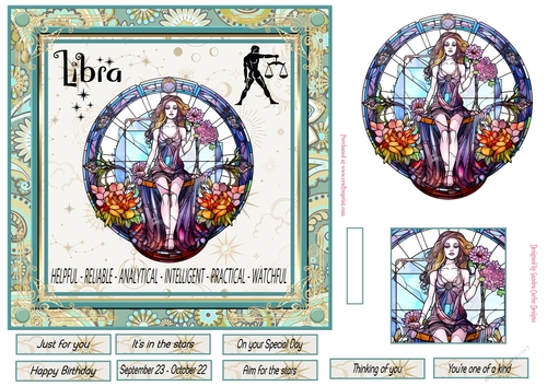 Libra Birthday 7x7ins Decoupage Topper 1 - CUP1220210_719 | Craftsuprint
