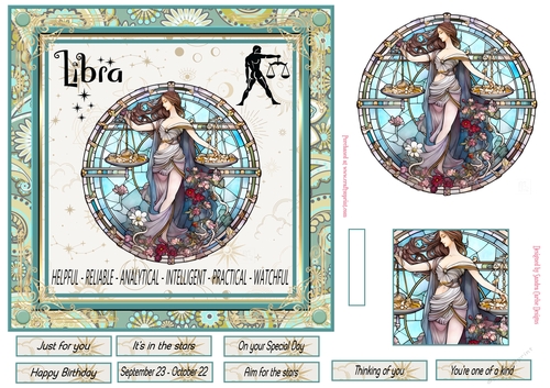 Libra Birthday 7x7ins Decoupage Topper 4 - CUP1220213_719 | Craftsuprint