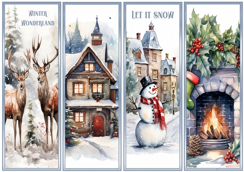 Christmas Winter 4 x Bookmarks 1 - CUP1237338_719 | Craftsuprint