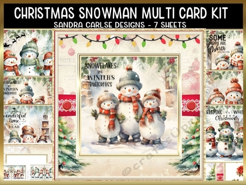 Christmas Snowman Multi 8x8ins card kit with gift tags - CUP1251574_719 ...