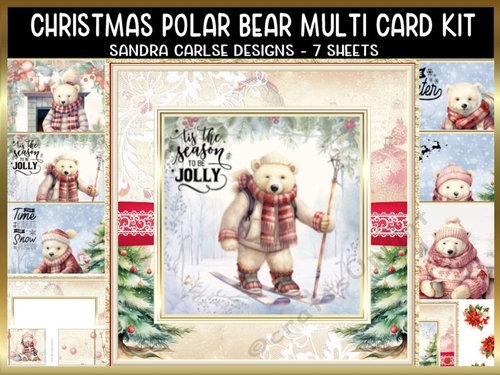 Christmas Polar Bear Multi 8x8ins card kit with gift tags - CUP1251575 ...