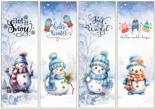 Christmas Snowmen x 4 Bookmarks sheet 5 - CUP1253135_719 | Craftsuprint