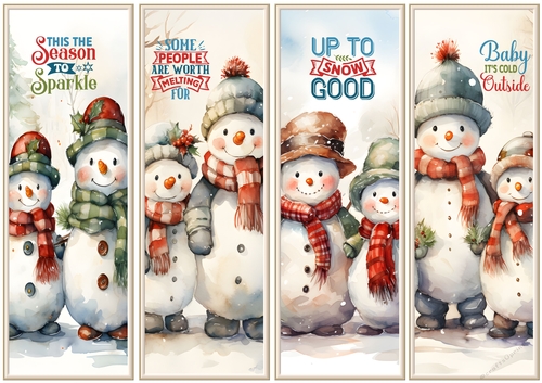 Christmas Snowmen x 4 Bookmarks 10 - CUP1255168_719 | Craftsuprint