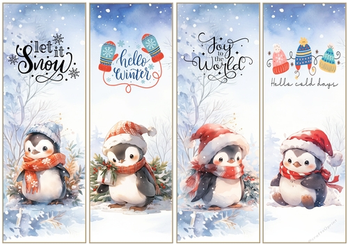 Christmas Penguins x 4 Bookmarks 1 - CUP1256875_719 | Craftsuprint