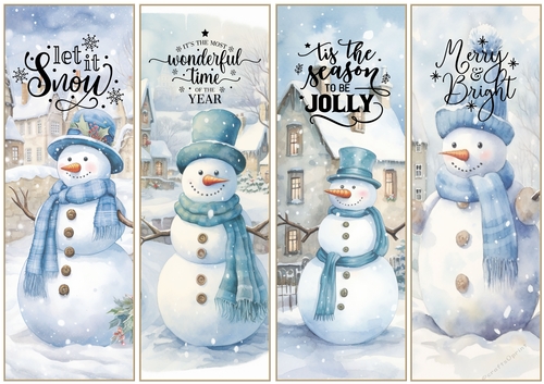 Christmas Snowmen x 4 Bookmarks sheet 8 - CUP1262205_719 | Craftsuprint