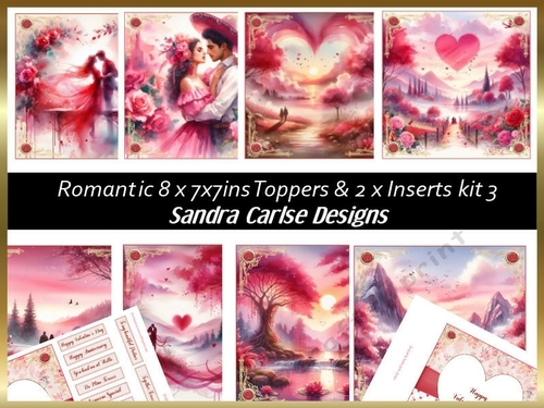 Romance & Anniversary 8 Toppers 7x7ins & 2 x Inserts kit 3 - CUP1280451 ...