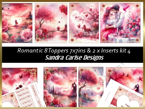 Romance & Anniversary 8 Toppers 7x7ins & 2 x Inserts kit 4 - CUP1280454 ...