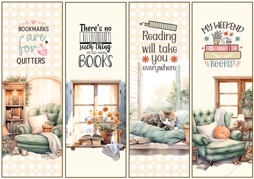 Cosy reading room x 4 bookmarks 1 - CUP1287171_719 | Craftsuprint