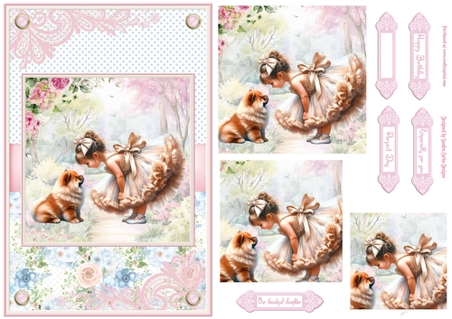 Summer day girl with Chow Chow puppy Topper - CUP1305933_719 | Craftsuprint