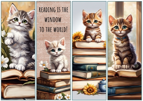 Kitty cat 4 x bookmarks - CUP1330256_719 | Craftsuprint