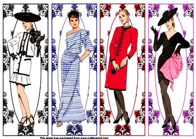 Fashion Lady 4 x Bookmarks - CUP185032_719 | Craftsuprint