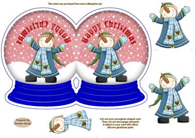 Christmas Snowman Snowglobe Shaped Card - CUP275115_719 | Craftsuprint