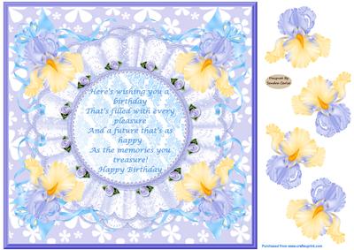 Floral Periwinkle Birthday Topper - CUP307757_719 | Craftsuprint