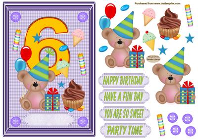 Happy 6th Birthday Decoupage Card Front - CUP328082_719 | Craftsuprint