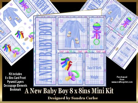 A New Baby Boy 8 Square Mini Kit - CUP494985_719 | Craftsuprint
